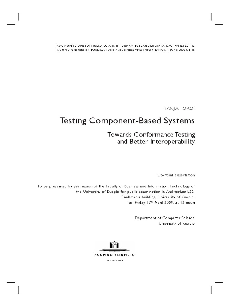 Testing Component Based Systems Pdf Component Based Software Engineering Modular Programming