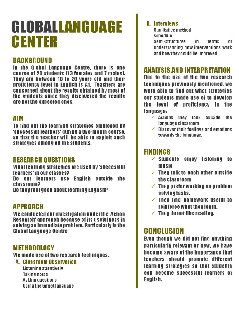 Global Language Center | PDF | Learning | Teachers
