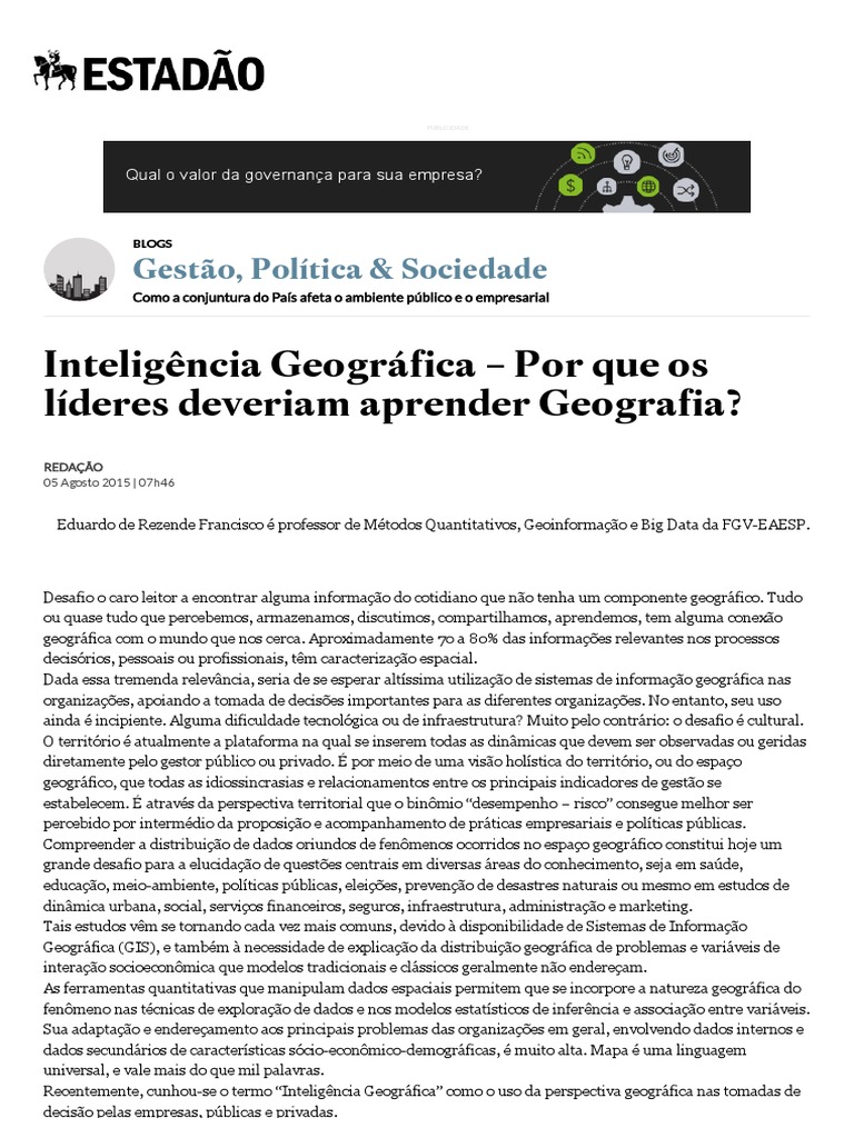 Inteligência Geográfica - Por Que Os Líderes Deveriam Aprender ...