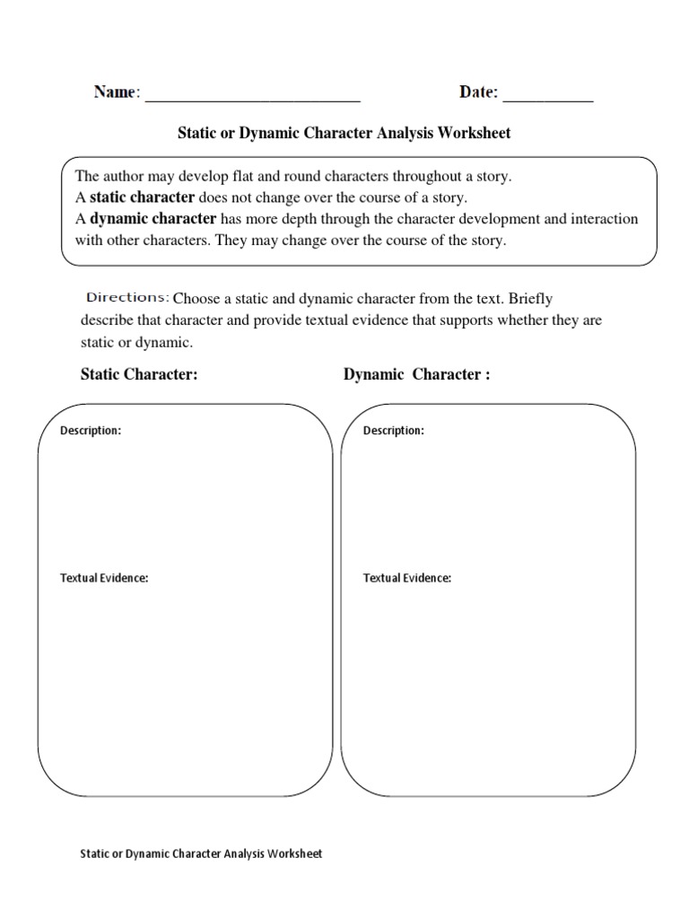 Character Analysis: Static vs Dynamic | PDF
