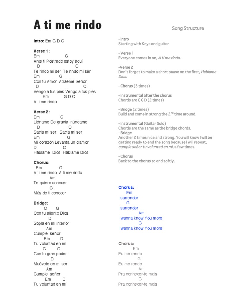 Chords - A Ti Me Rindo | PDF | Song Structure | Performing Arts