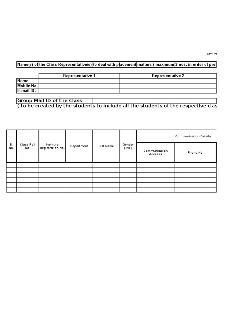 Student Inventory Form for Placement | PDF