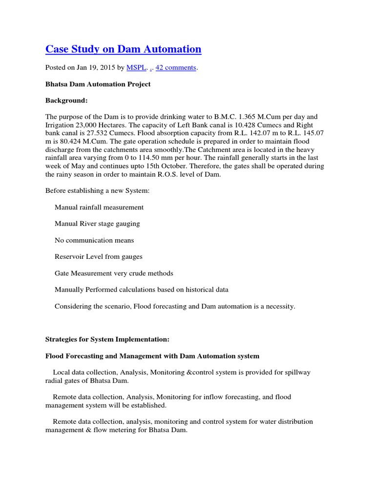 Dam Automation Case Study | PDF | Flood | Reservoir
