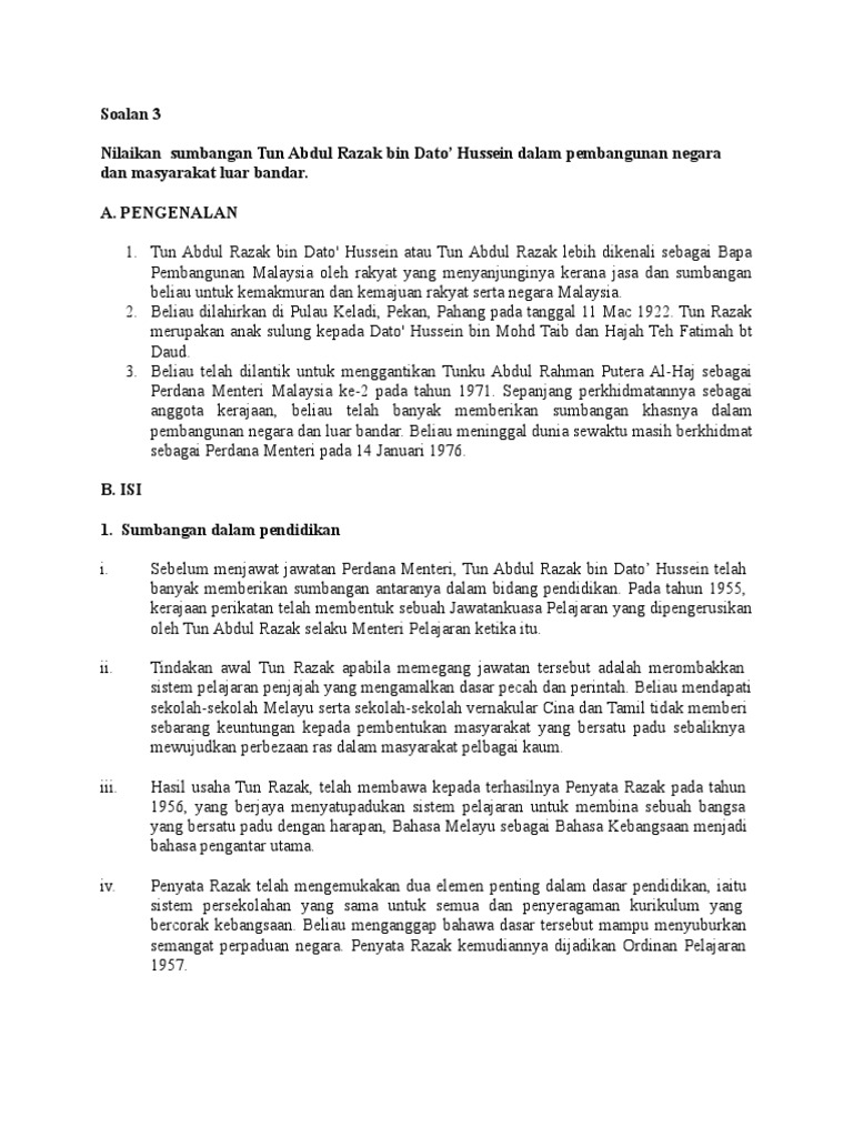 Tun Razak Sumbangan | PDF