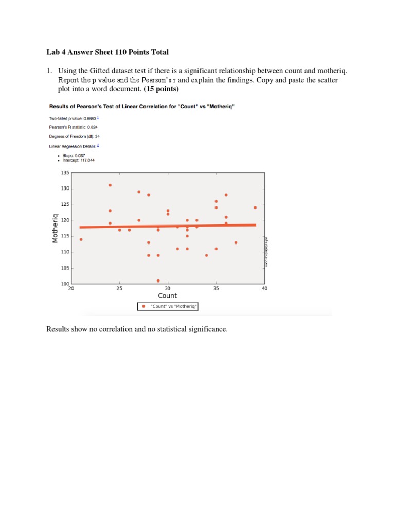 Lab 4 Answer Sheet | PDF | P Value | Multivariate Statistics