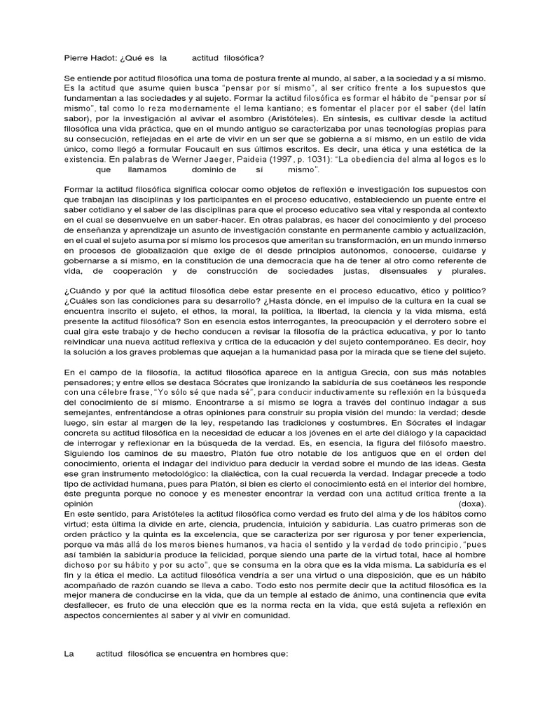 ¿Qué Es La Actitud Filosófica | PDF | Verdad | Sócrates