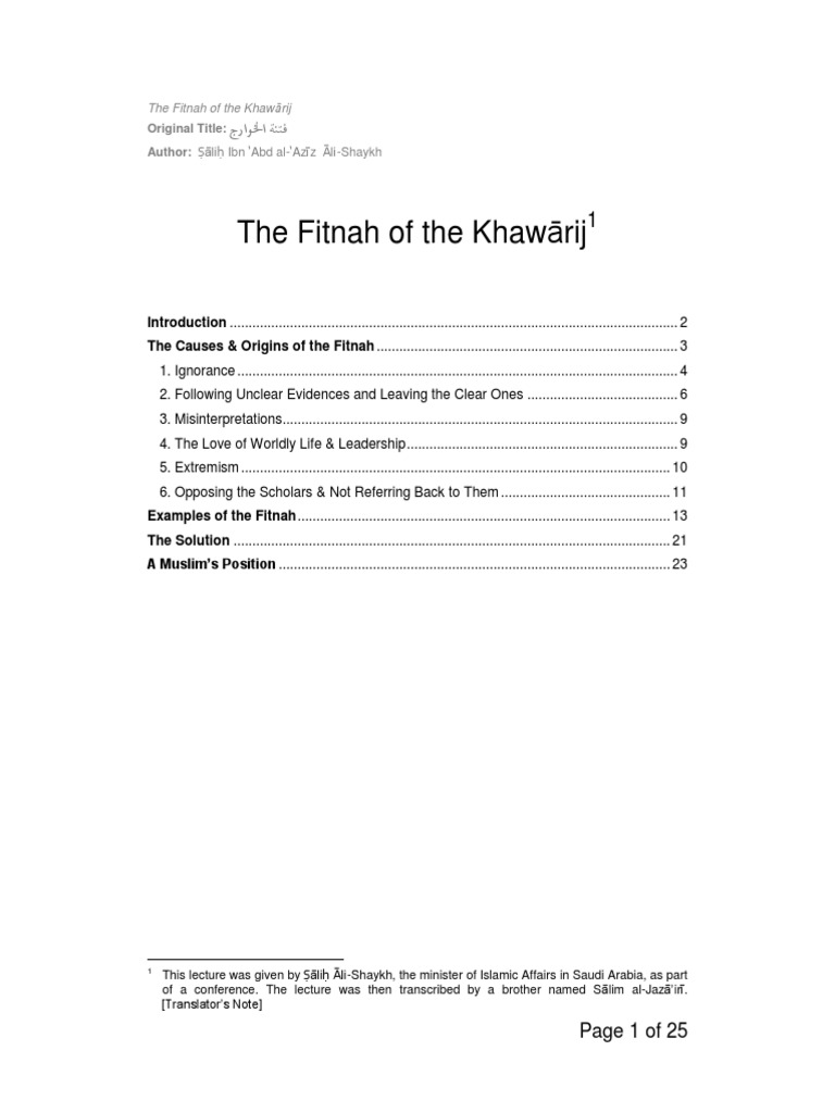 The Fitna of Khawarij | PDF | Prophets And Messengers In Islam | Quran