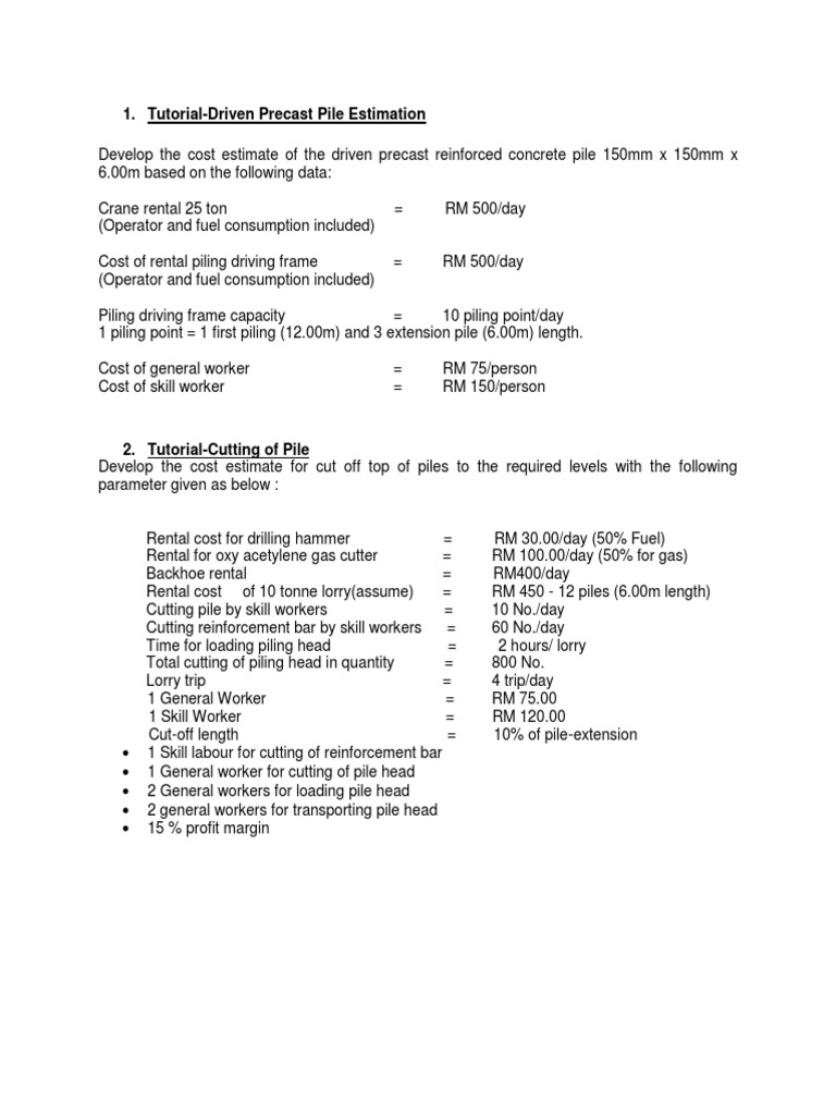 Precast Pile Cost Estimation Guide | PDF | Deep Foundation | Industries