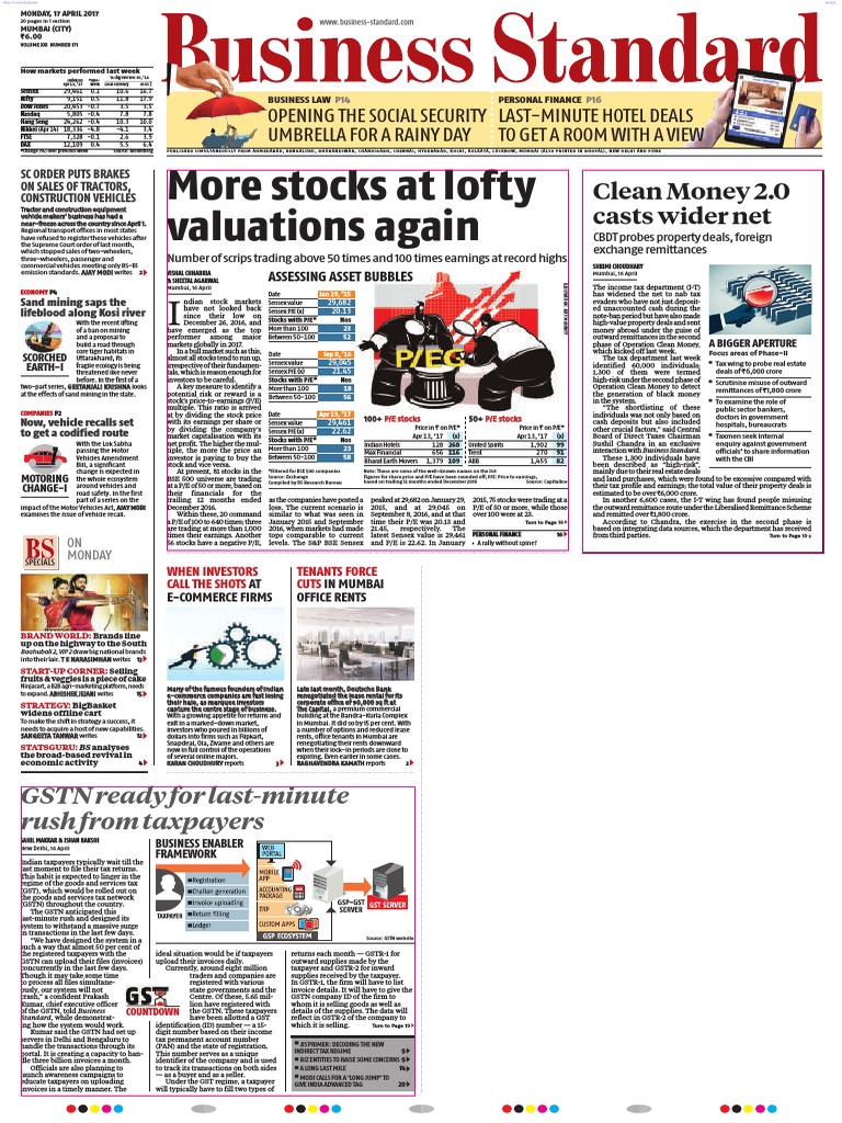 17 Business Standard | PDF | Price–Earnings Ratio | Stocks