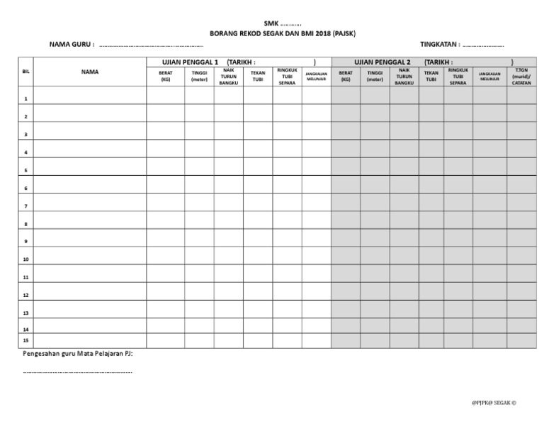 Borang UJIAN SEGAK | PDF