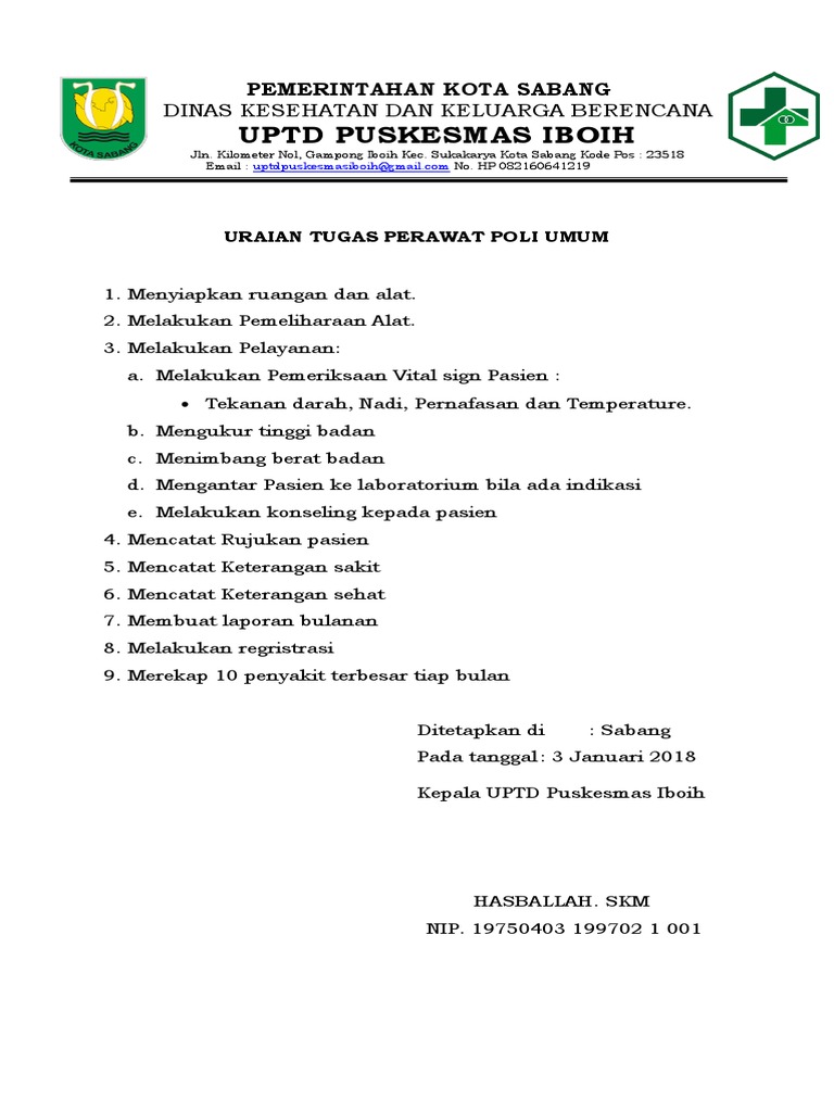 Uraian Tugas Poli Umum | PDF