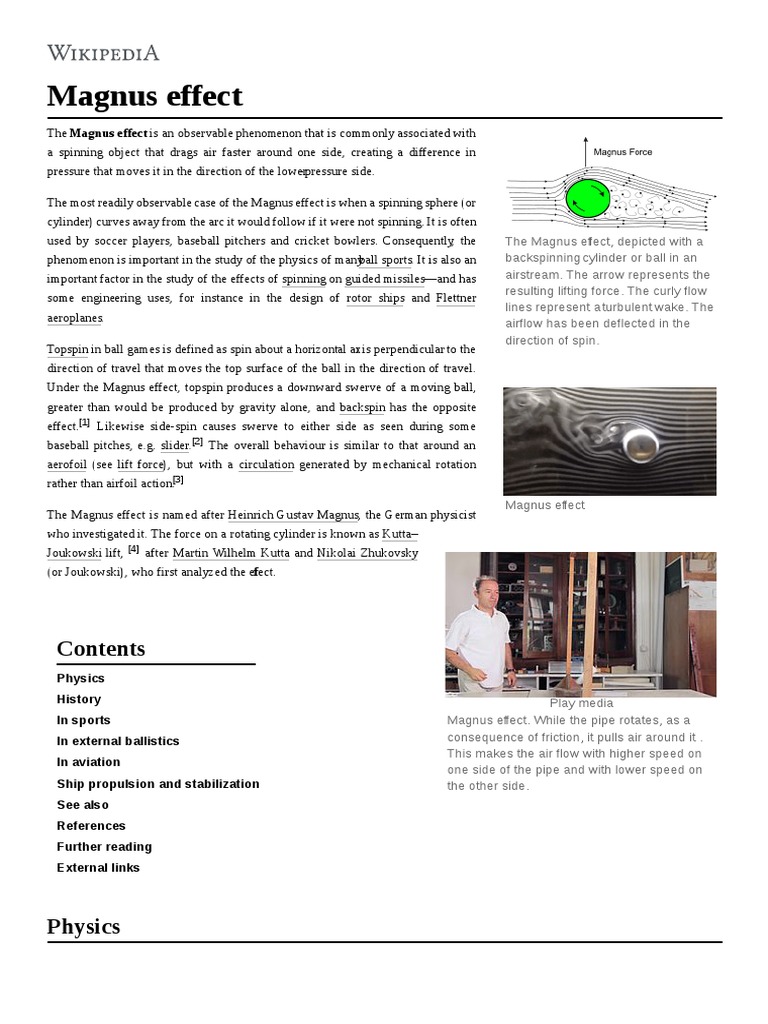 Magnus Effect | PDF | Dynamics (Mechanics) | Soft Matter