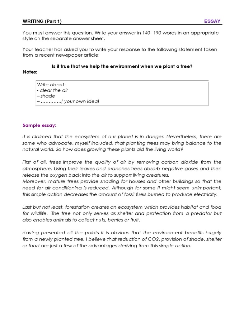 Benefits of Planting Trees Essay | PDF | Trees | Natural Environment