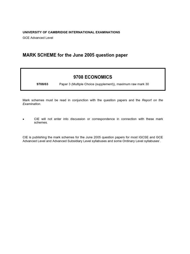 9708 s05 Ms 3 | PDF | Student Assessment And Evaluation | Standardized ...