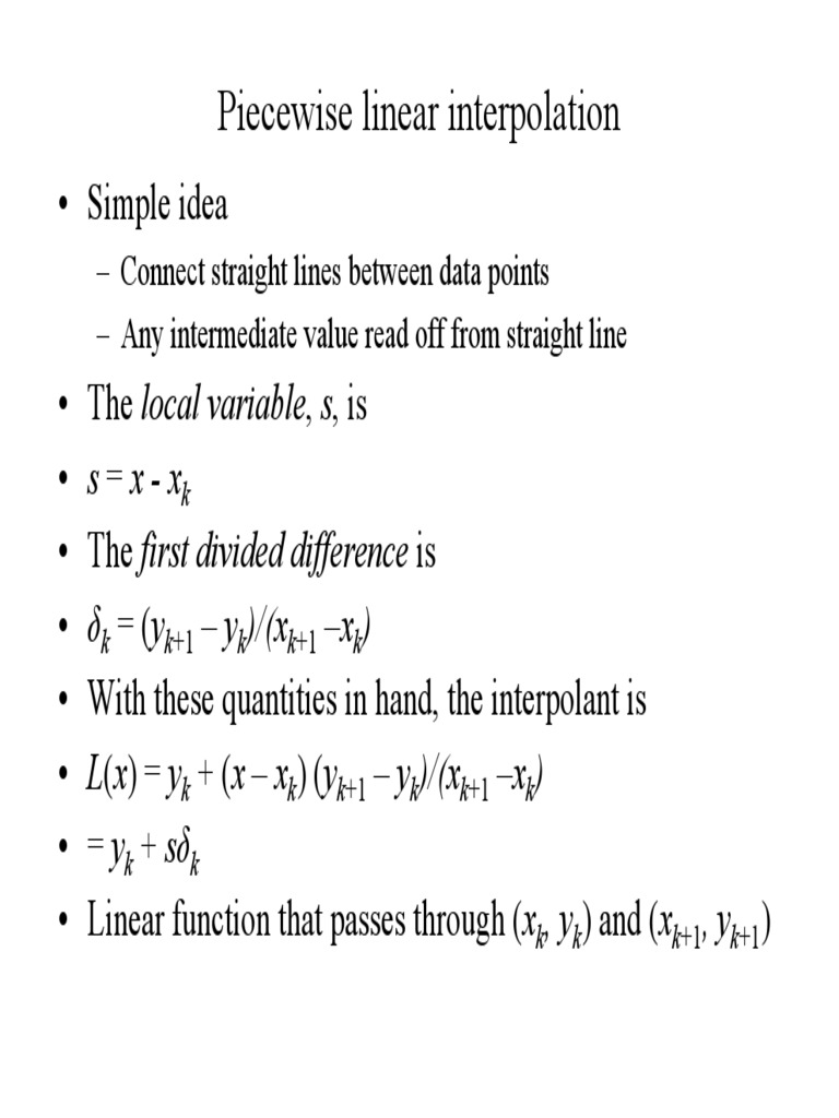 Piecewise Linear Interpolation: - Simple Idea | PDF | Interpolation ...