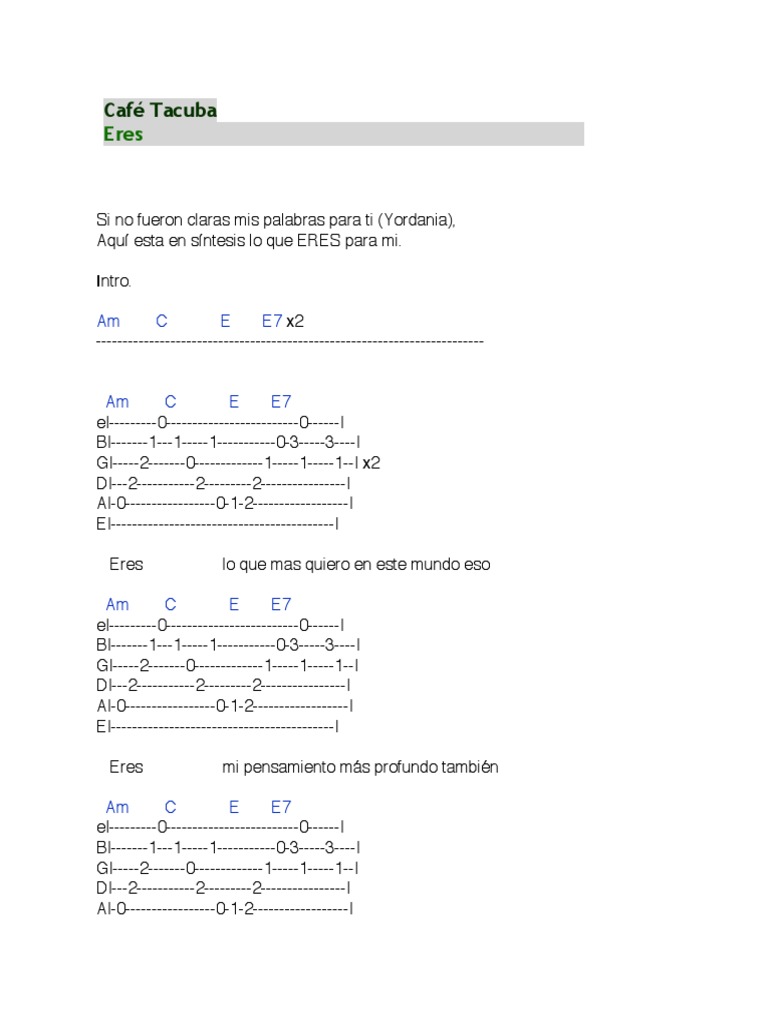 Café Tacuba Eres | PDF | Ocio | Entretenimiento (general)