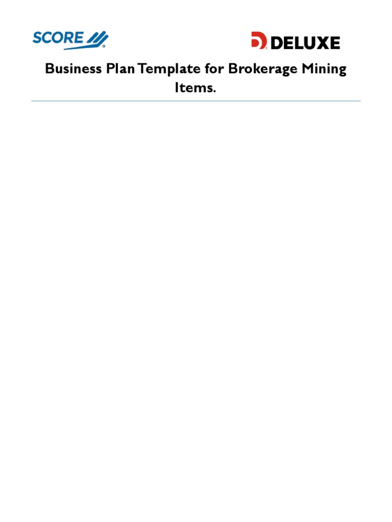 Business Plan Template For Brokerage Mining Items | PDF | Income ...