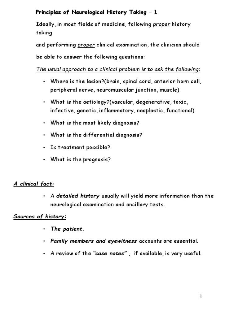 Neurological History | Download Free PDF | Neurology | Medical Diagnosis