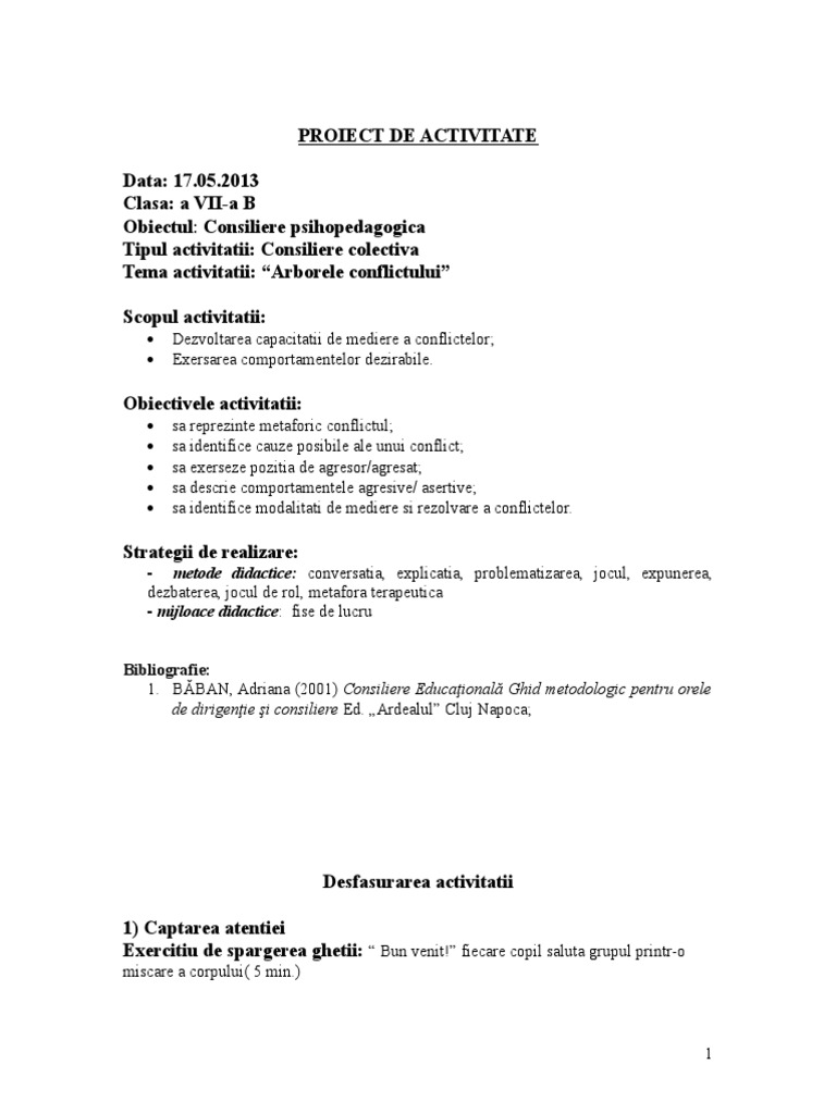 Clasa A VII-A Medierea Conflictelor | PDF
