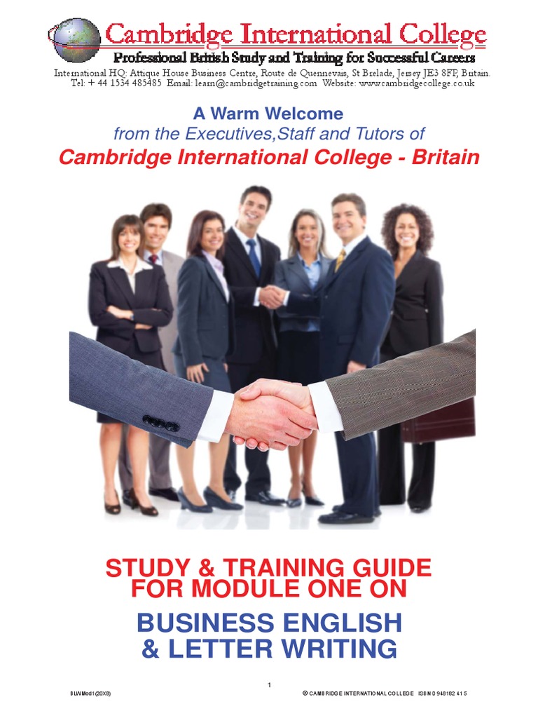 Business English & Letter Writing: Study & Training Guide For Module ...