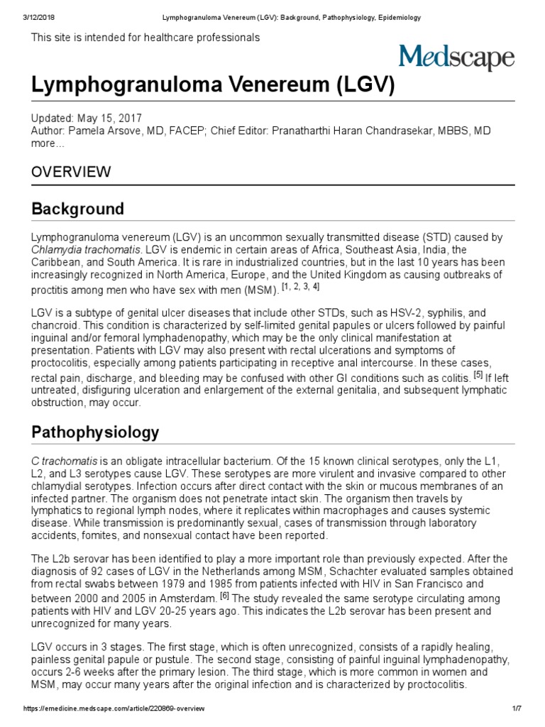 Lymphogranuloma Venereum (LGV) - Background, Pathophysiology ...