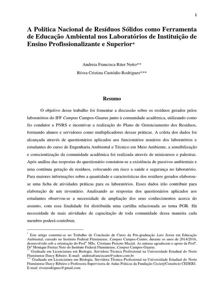 TCC Andreia | PDF | Resíduos sólidos do município | Desenvolvimento profissional