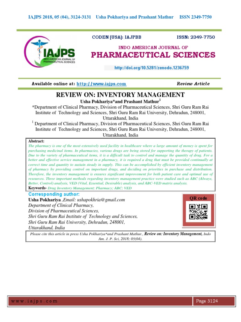 Review On: Inventory Management | PDF | Inventory | Pharmacy