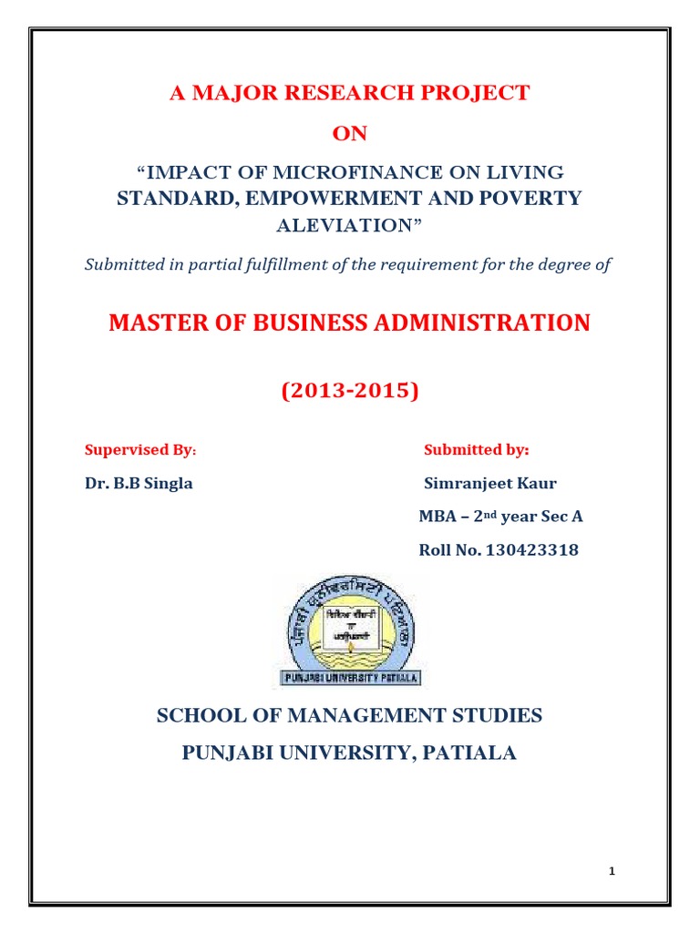 Major Project Report Microfinance | Microfinance | Microcredit