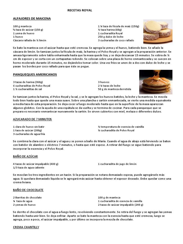 Recetas Royal | PDF | Huevo como alimento | Tortita