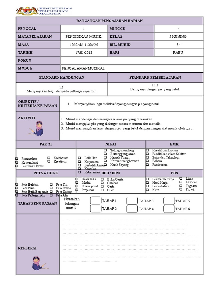 Contoh RPH PENDIDIKAN MUZIK KSSR | PDF