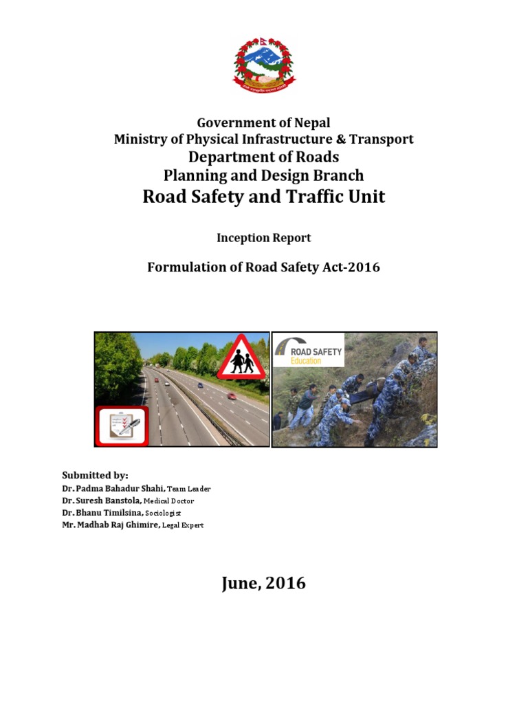 Inception Report | Road Traffic Safety | Safety