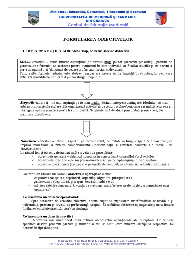 Despre Obiectivele Specifice Si Operationale PDF | PDF