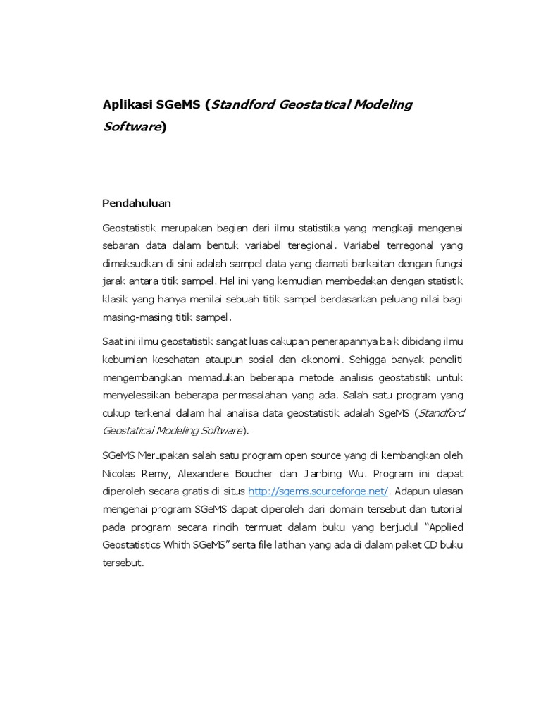 Aplikasi SGeMS | PDF