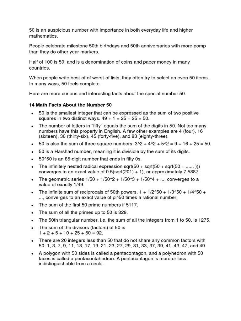 50 Is An Auspicious Number With Importance in Both Everyday Life and ...