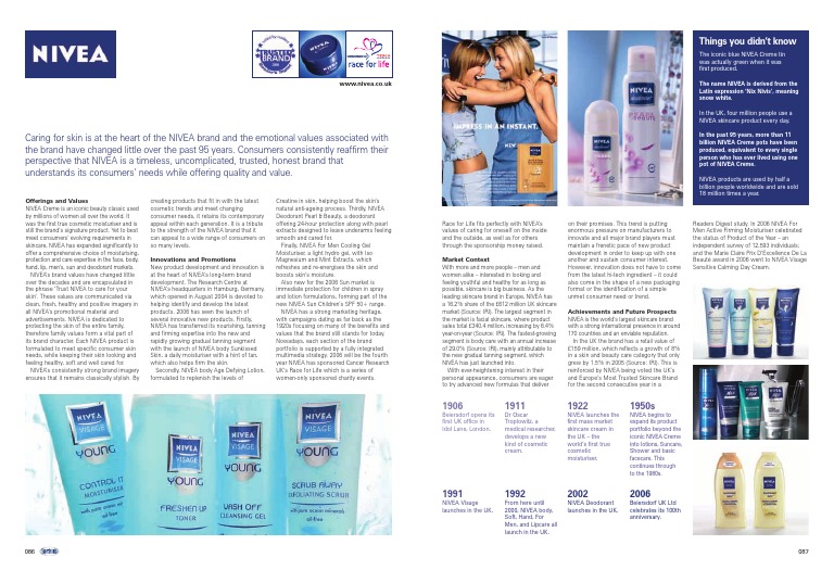NIVEA Brand Overview and History | PDF | Cosmetics | Brand