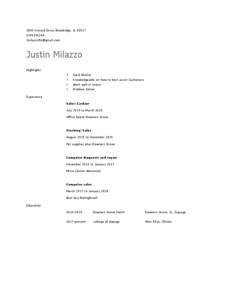 Resume 1 | PDF