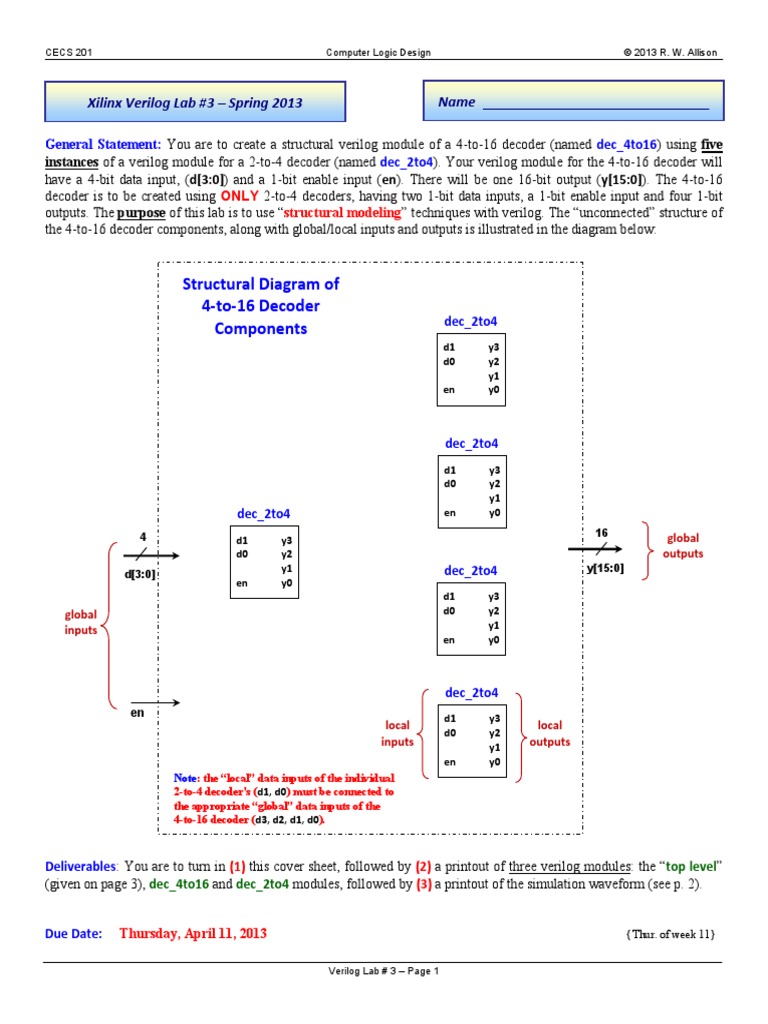 Structural Diagram of 4 To 16 Decoder Components | PDF | Input/Output ...