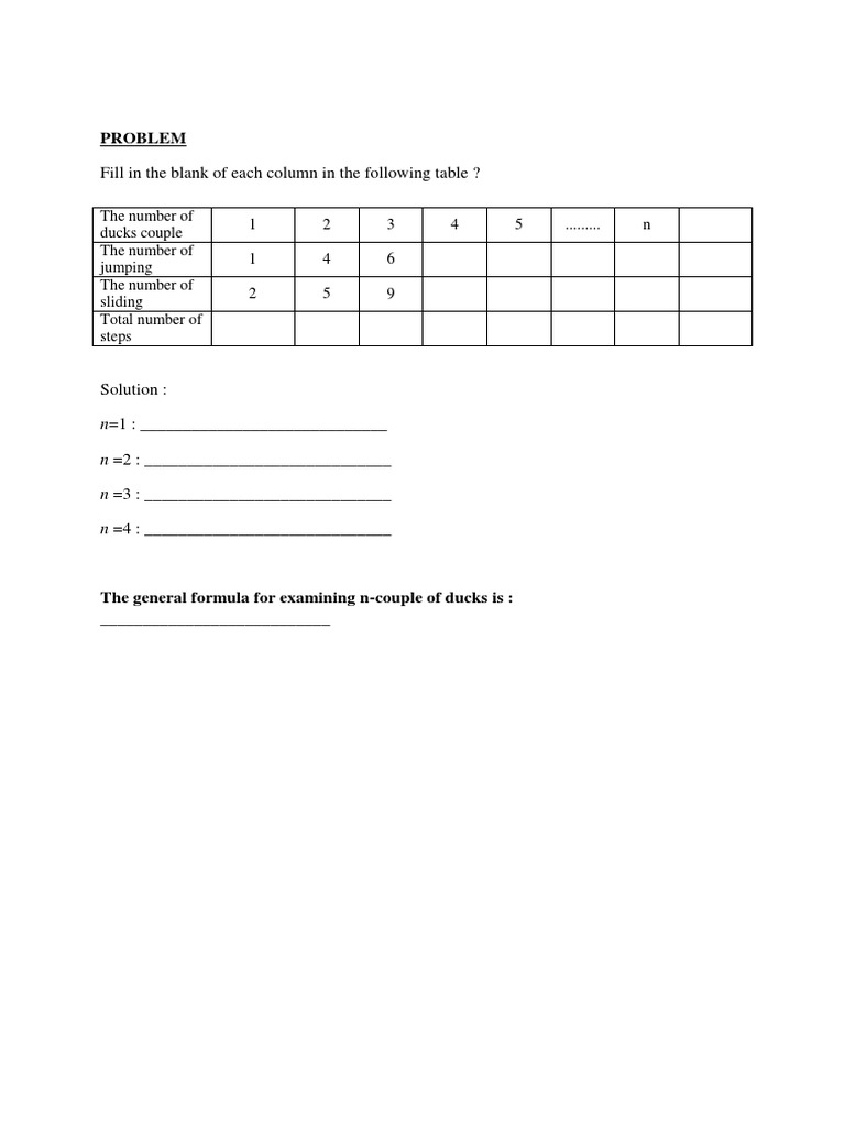 Fill in The Blank of Each Column in The Following Table ?: Problem | PDF