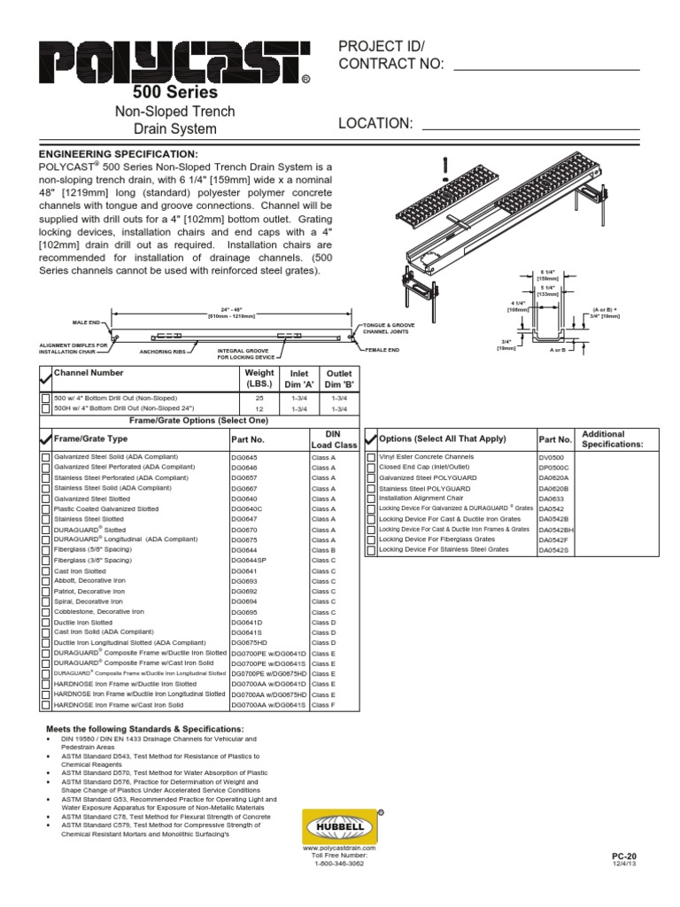 PC 20 PC500 Non SlopedTrenchDrain | PDF | Iron | Engineering