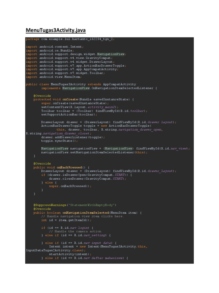 Menutugas3Activity - Java: @override | PDF | Embedded Linux ...