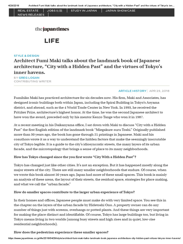 Fumi Maki on Tokyo's Hidden Urban Layers | PDF | Tokyo | Japan