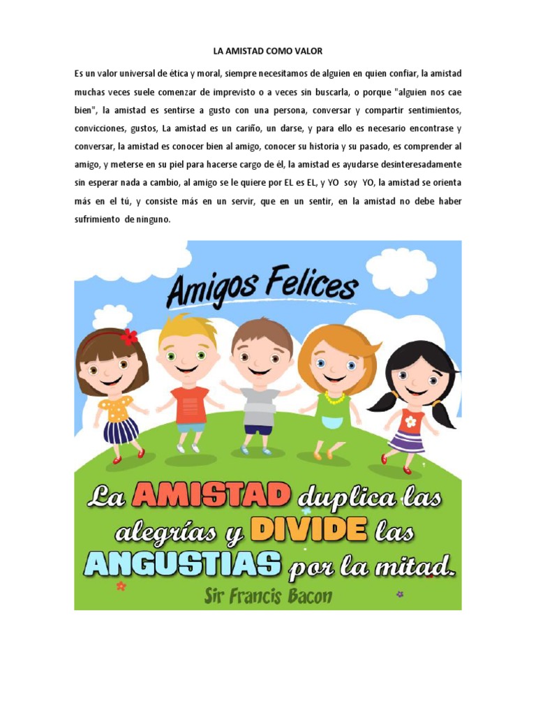 La Amistad Como Valor