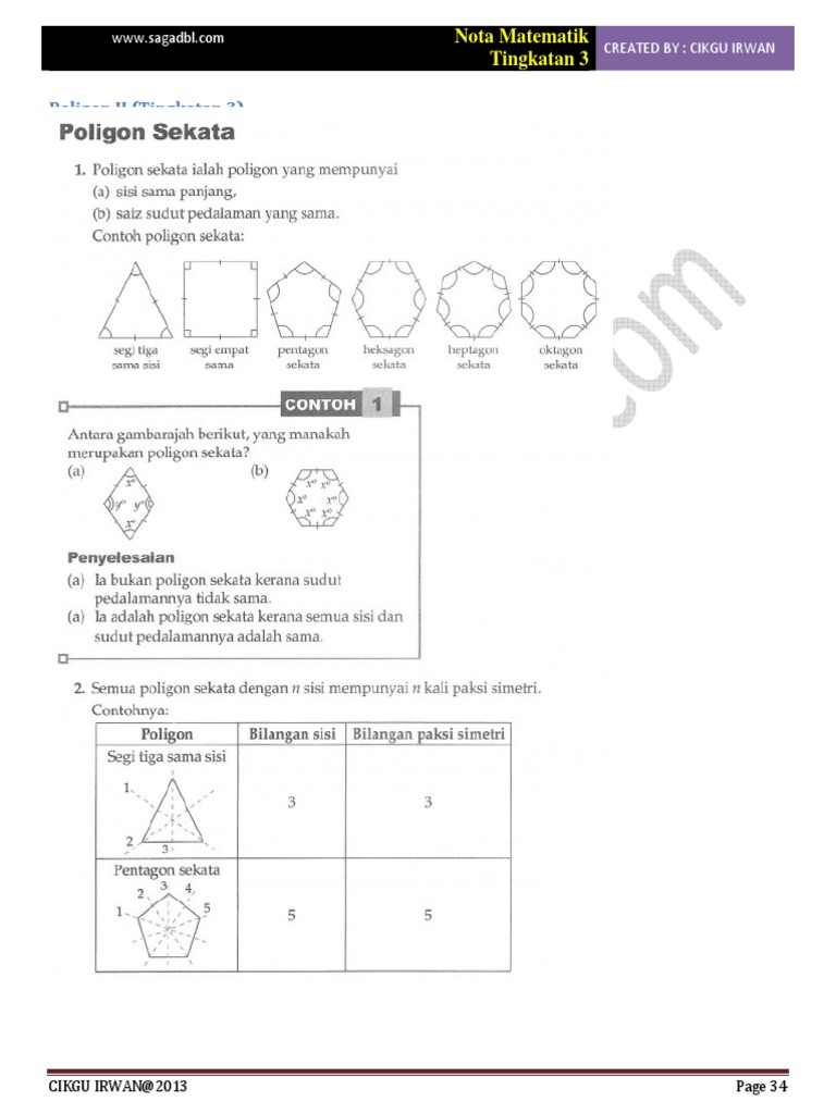 Matematik Tingkatan 3 Poligon PDF | PDF | Sains & Matematika | Teknologi & Rekayasa