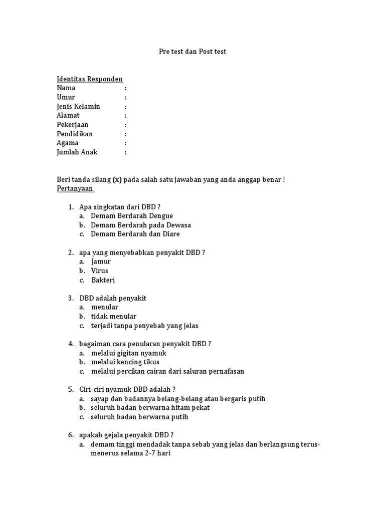 Pretest Dan Posttest DBD | PDF