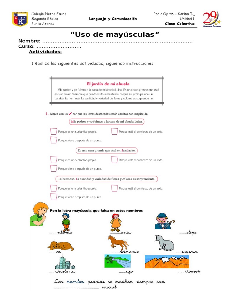 “Uso de mayúsculas”: Actividades