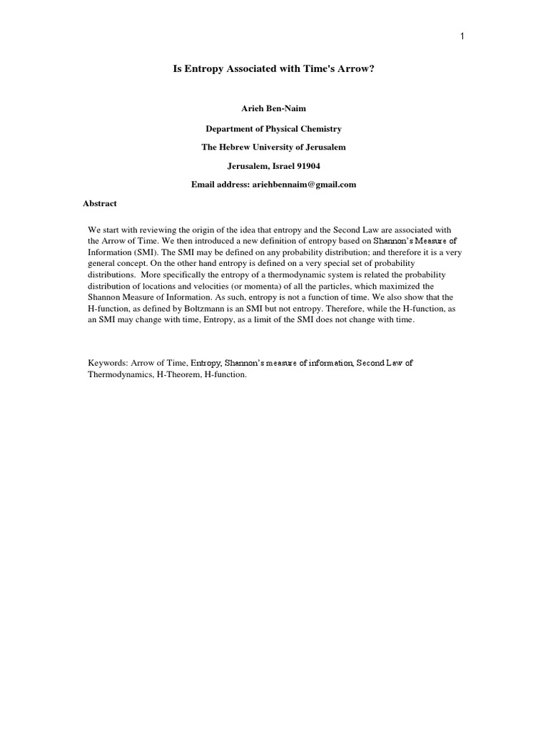 Is Entropy Associated With Time's Arrow | PDF | Entropy | Second Law Of ...