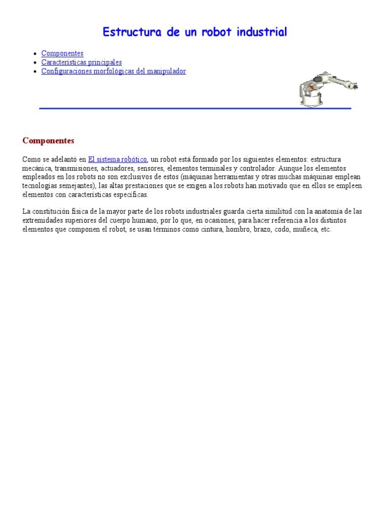 Estructura de Un Robot Industrial | PDF | Robot | Robótica