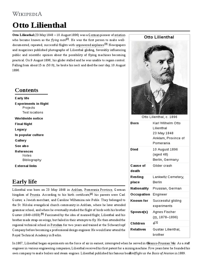 Otto Lilienthal | PDF | Aerospace | Aircraft