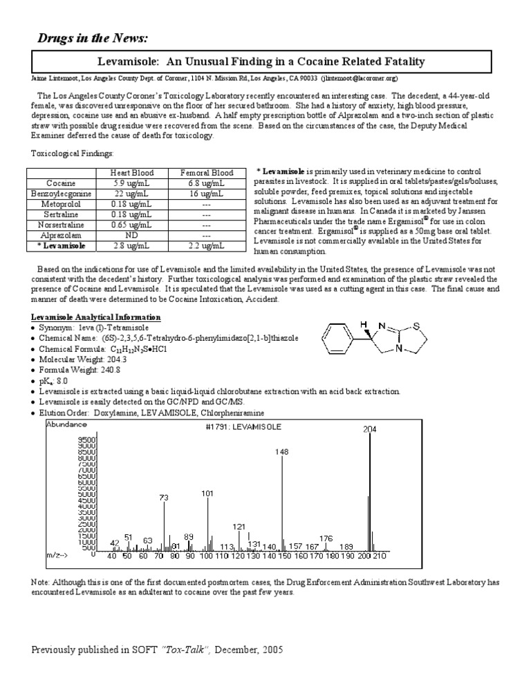 Levamisole | PDF | Pharmacology | Clinical Medicine