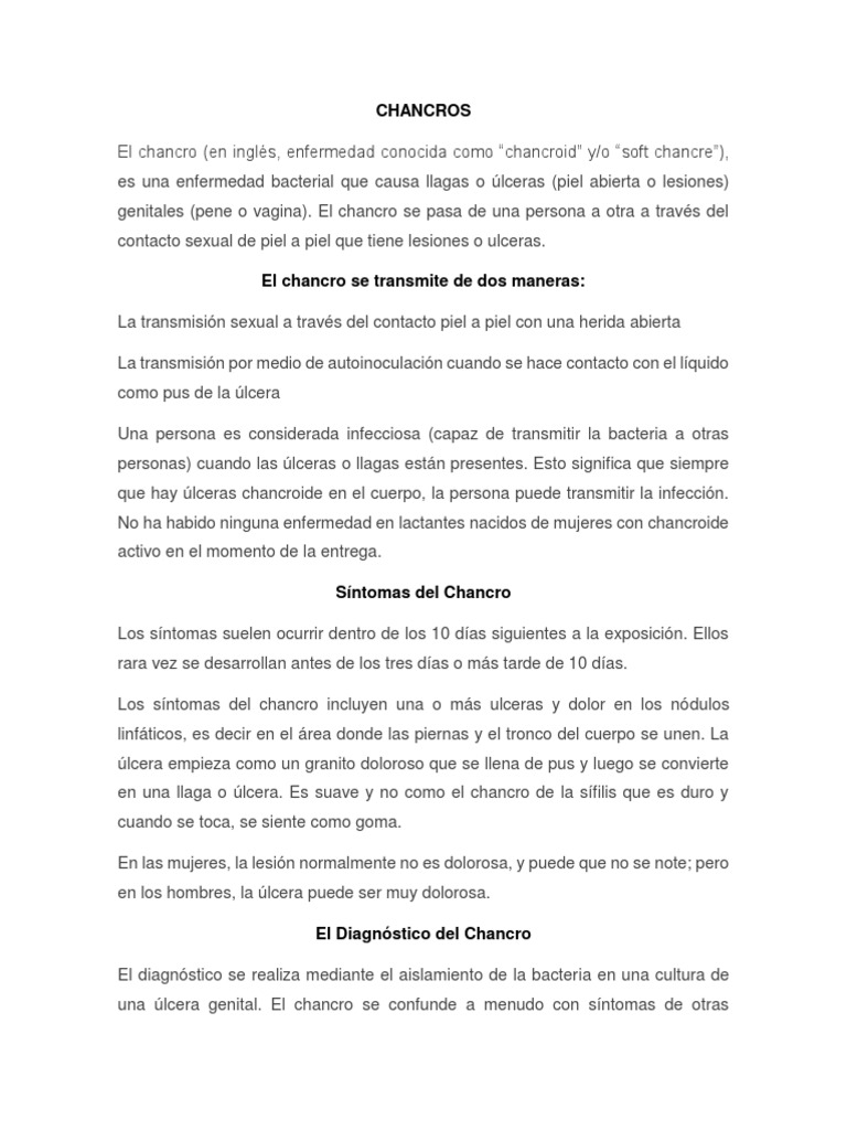 Chancros | PDF | Herpes Simple | Infección transmitida sexualmente